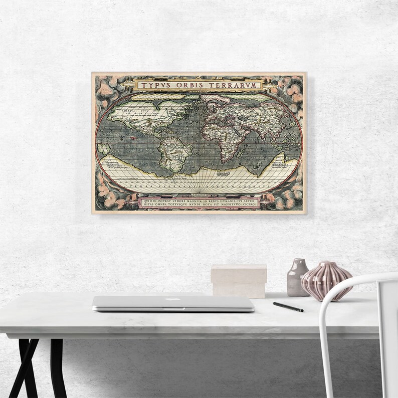ARTCANVAS World Map 1588 by Abraham Ortelius Canvas Art Print | Etsy