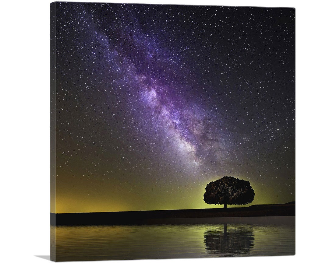 ARTCANVAS Milky Way Galaxy and Tree Canvas Art Print - Etsy