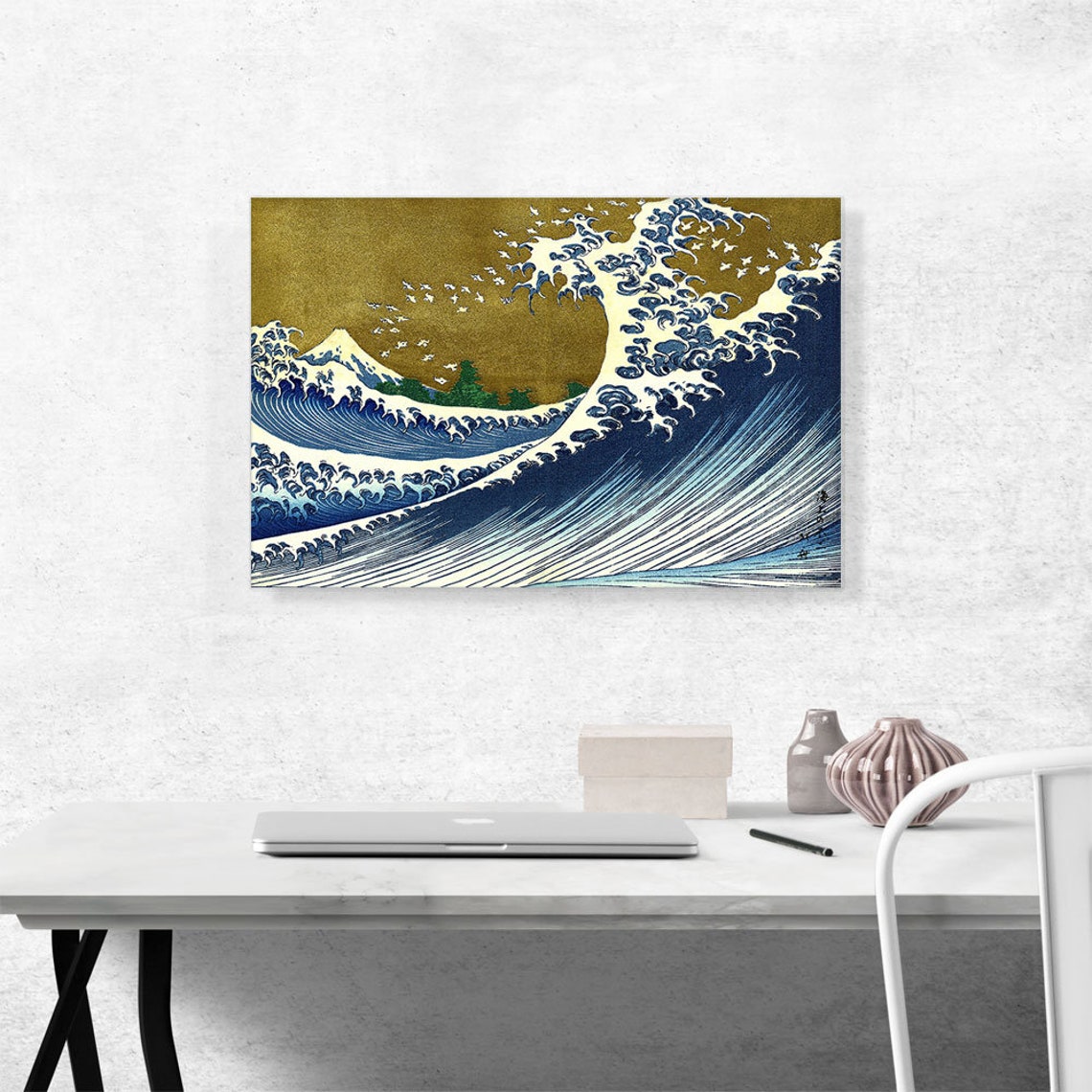 ARTCANVAS A Colored Version of the Big Wave by Katsushika Hokusai ...