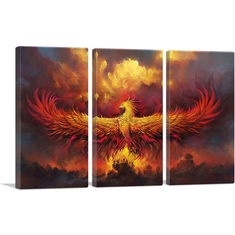 ARTCANVAS Fire Phoenix In Flight Canvas Art Print | Etsy