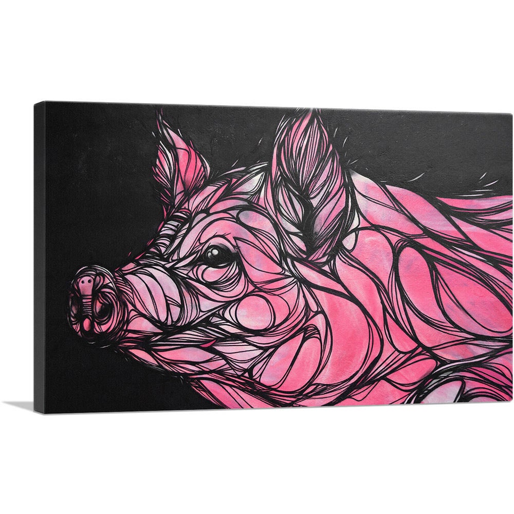 ARTCANVAS Pink Pig Graffiti Canvas Art Print - Etsy