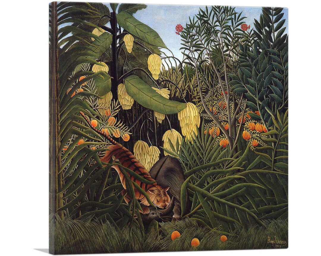 ARTCANVAS Fight Between a Tiger and Buffalo 1908 by Henri Rousseau ...