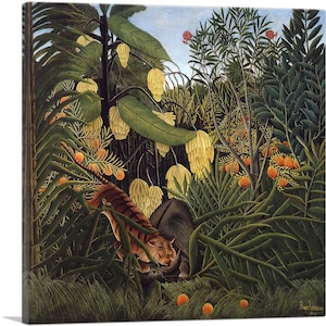 ARTCANVAS Fight Between a Tiger and Buffalo 1908 by Henri Rousseau ...