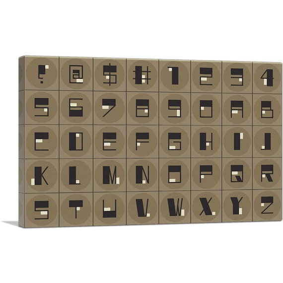 ARTCANVAS Beige Black Mid Century Modern Full Alphabet | Etsy