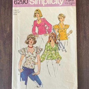 Vintage Simplicity 6290 Sewing Pattern, Peasant Blouse, Butterfly ...