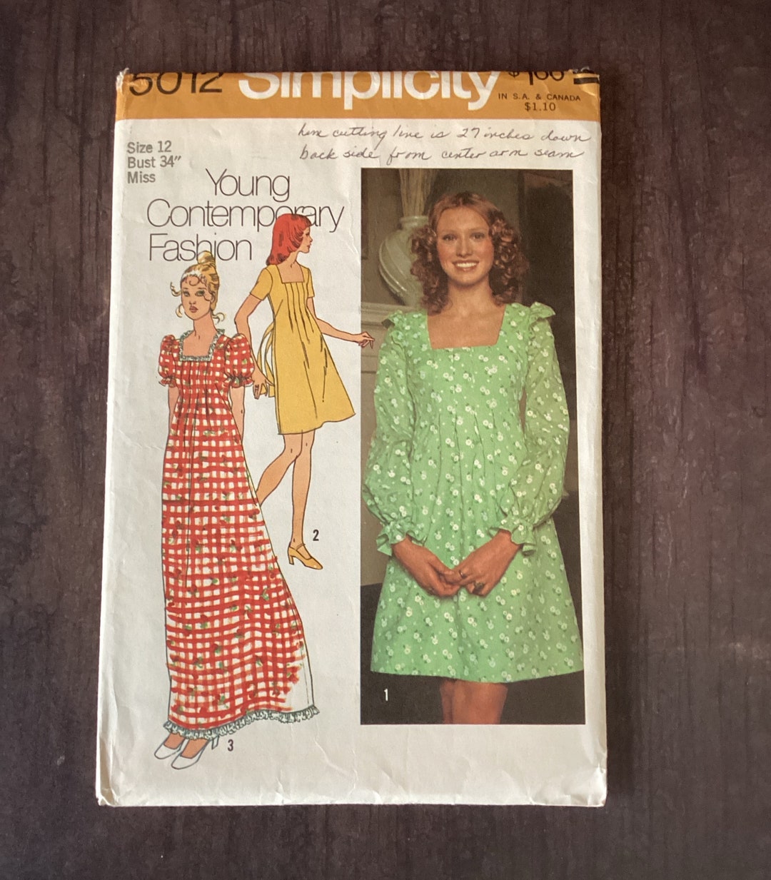 Retro Sewing Pattern, Simplicity 5012, Jiffy, Size 12, Prairie Dress ...