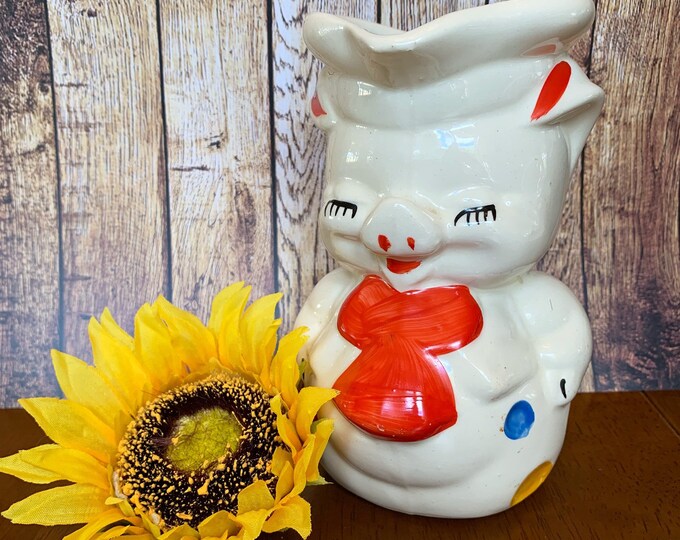Vintage Shawnee Piggy Pitcher, Anthropomorphic Pig, Farmhouse Kitchen ...
