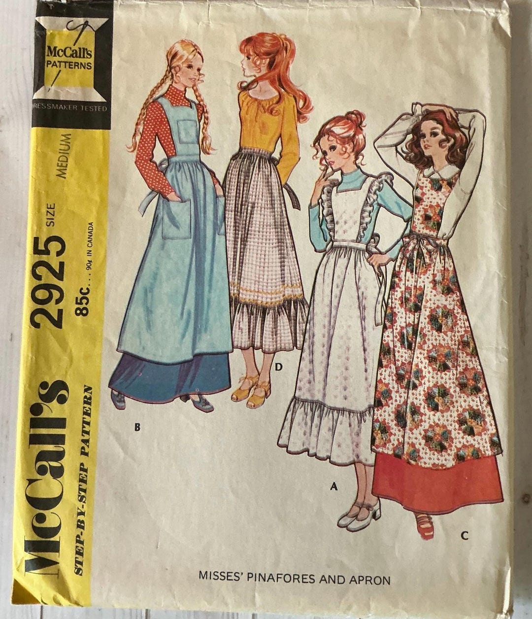 1970s Mccalls Sewing Pattern, Misses Pinafore, Apron, Medium, Retro ...