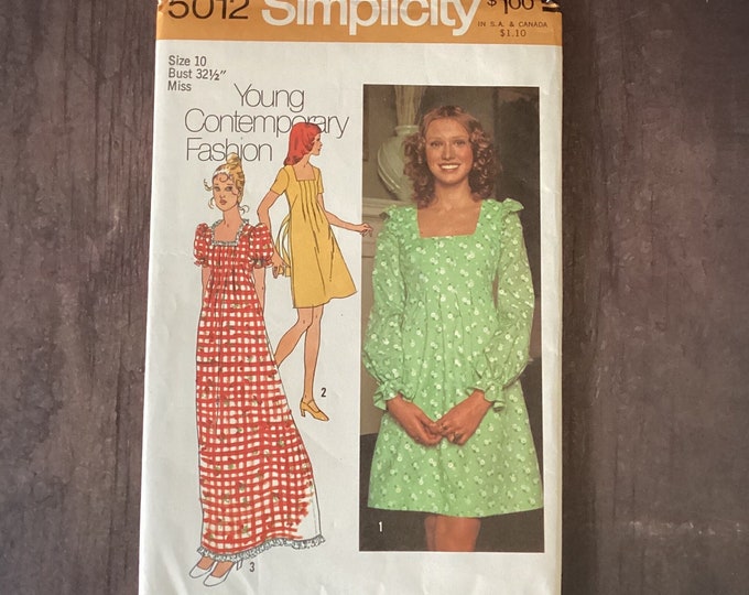 Retro Sewing Pattern, Simplicity 5012, Jiffy, Size 10, Prairie Dress ...