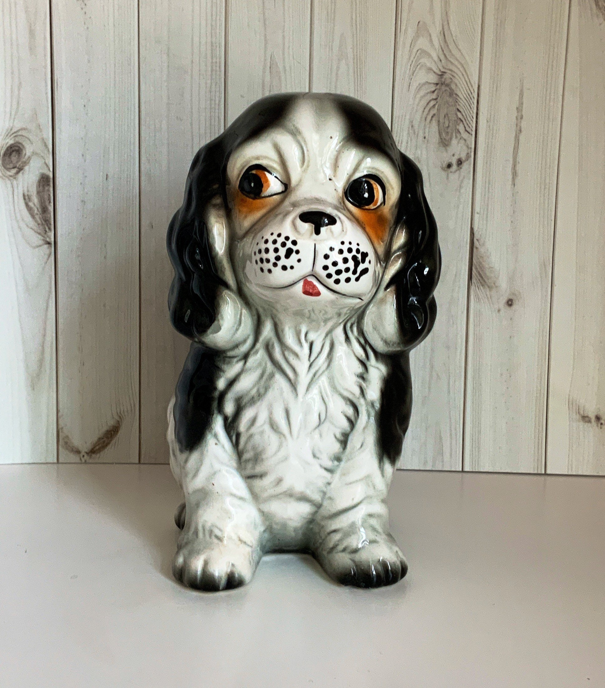 Vintage Cocker Spaniel Figurine Ceramic Puppy Dog Black and | Etsy