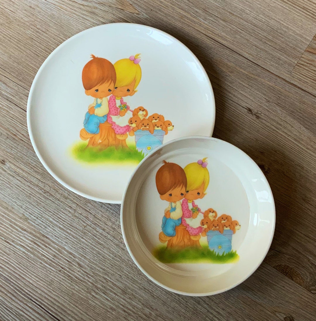Vintage Melamine Plate and Bowl, Melmac, Precious Moments, Dinner Set ...