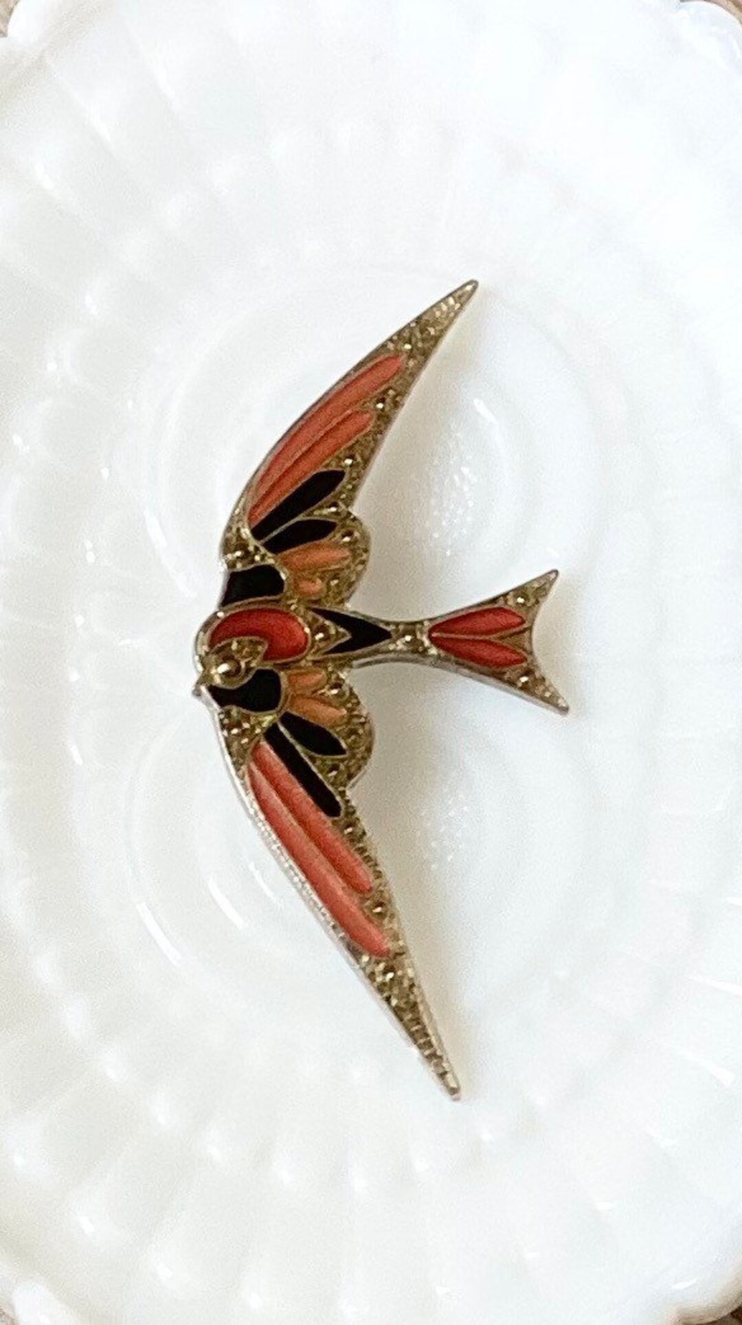 Vintage Pierre Bex Swallow Brooch, Gold Toned Brooch, Figural Bird, Art ...