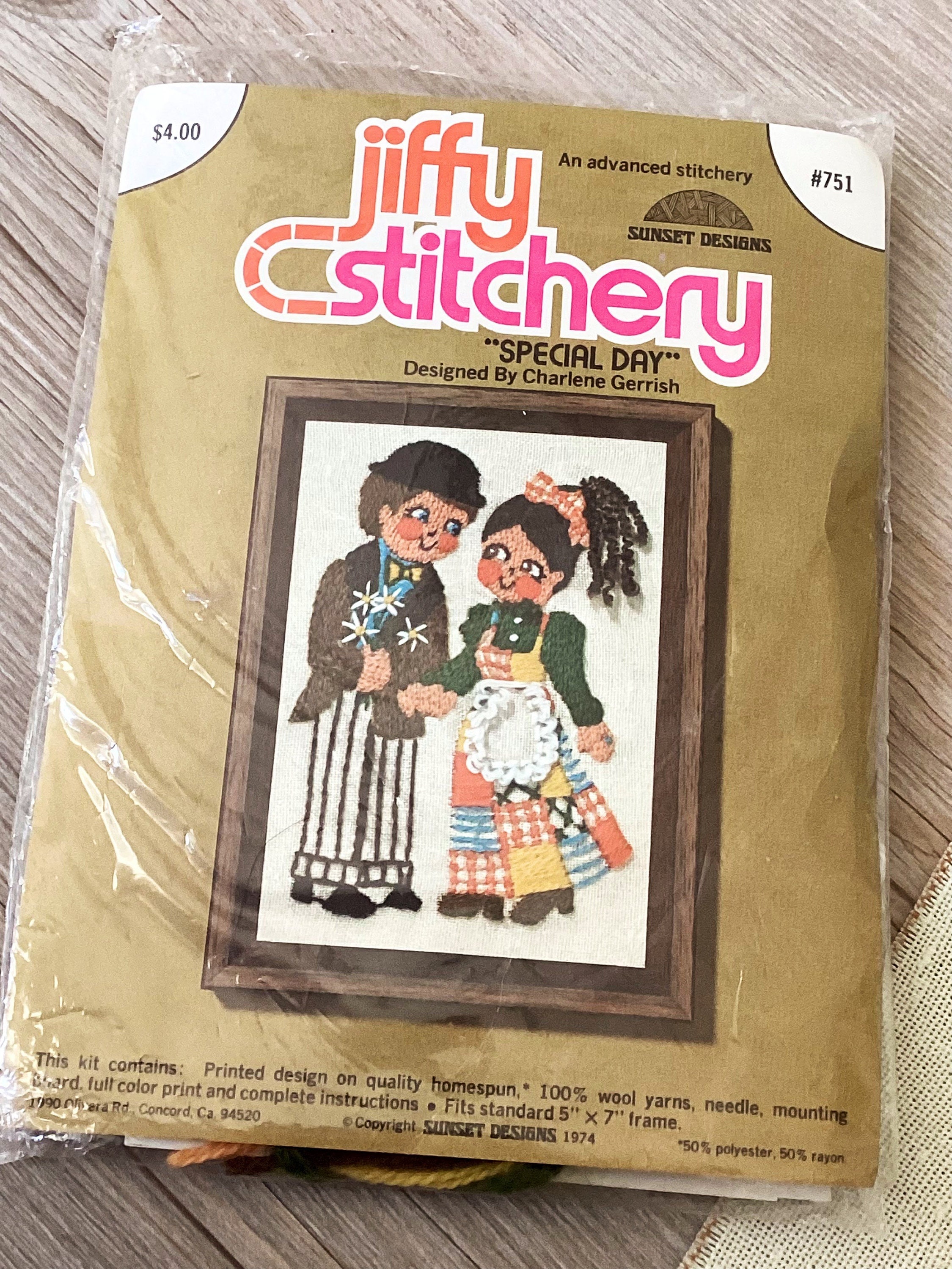 Vintage Jiffy Stitchery Crewel Special Day Couple Hand - Etsy