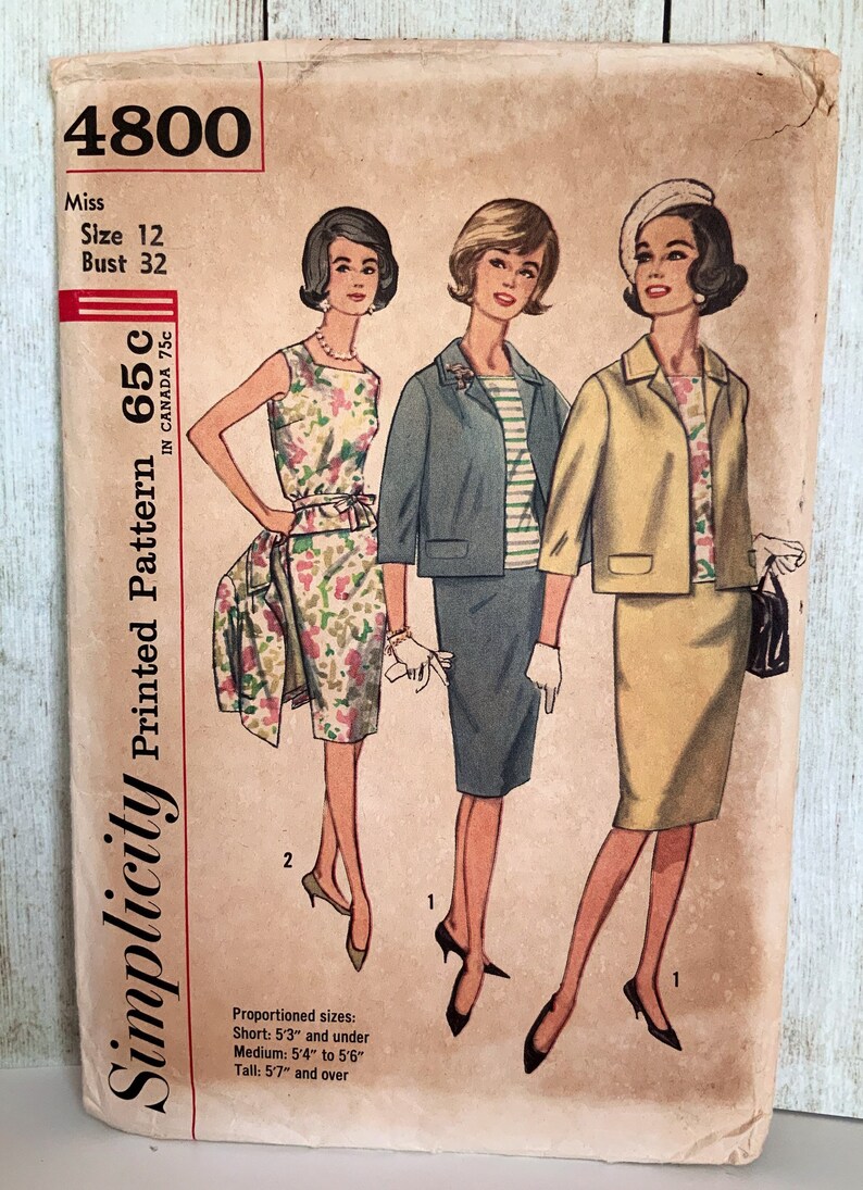 Vintage Simplicity 4800 Sewing Pattern Size 12 Misses Suit | Etsy