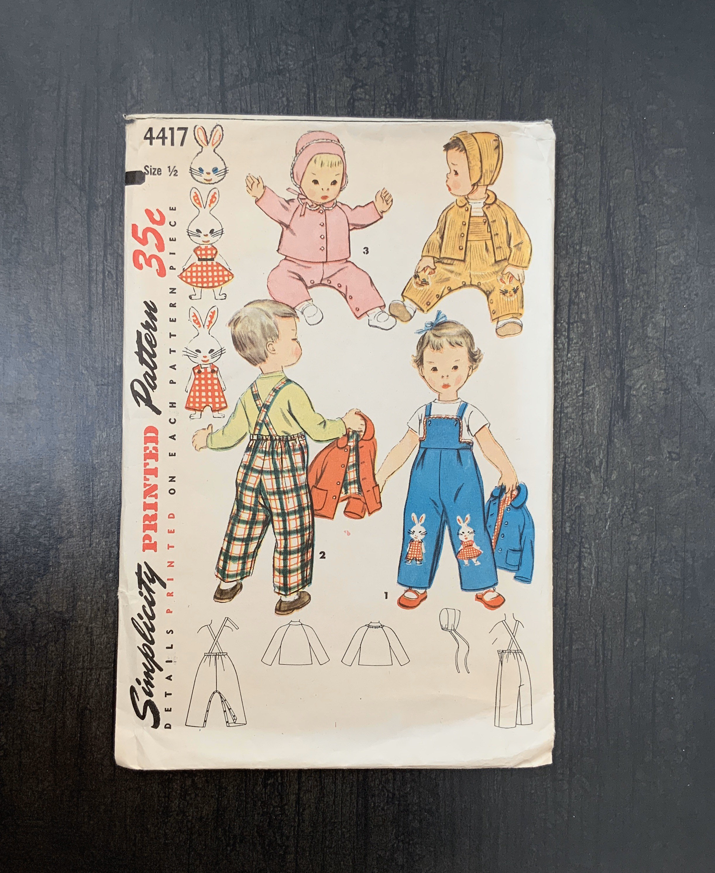 Vintage Simplicity 4417 Sewing Pattern Toddler Overalls | Etsy