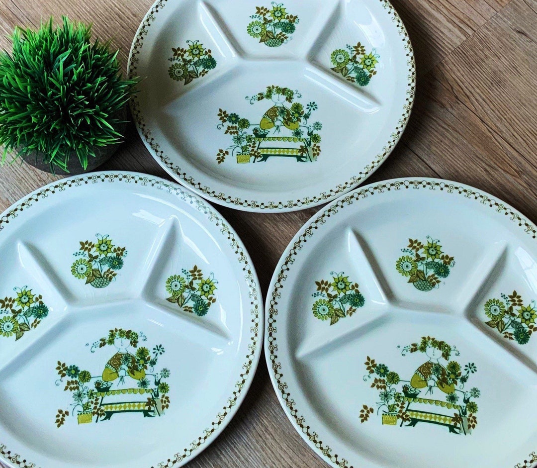 Vintage Figgjo Flint Fondue Plates, Market, Turi Design, Divided Plate ...