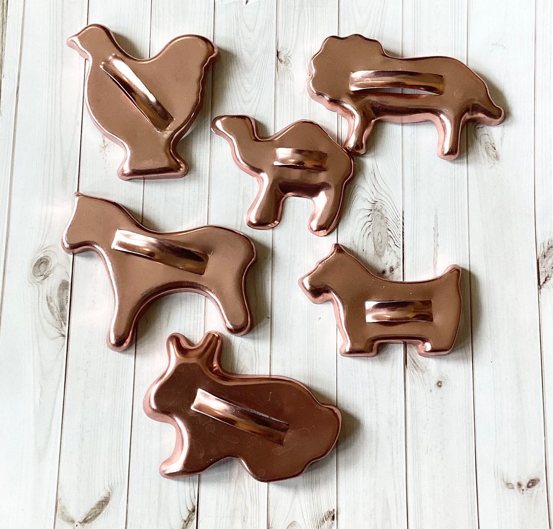 Vintage Copper Cookie Cutters, Mirro, Chicken, Camel, Lion, Rabbit ...