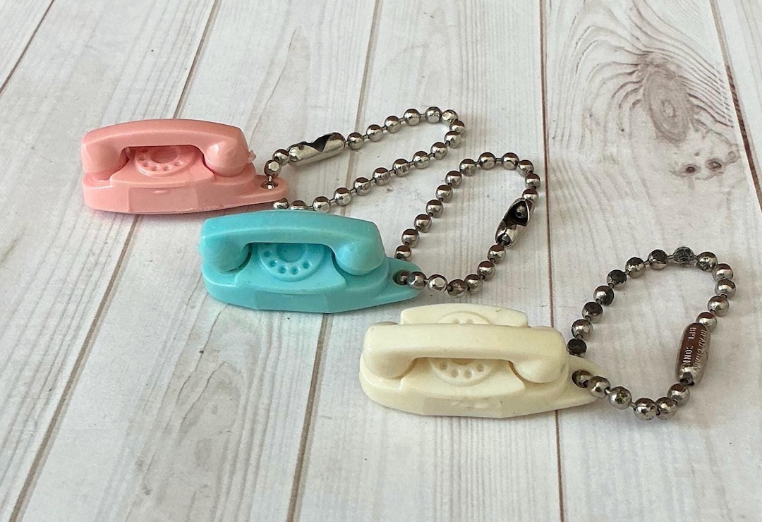 Vintage 1950s Princess Phone Keychains, Pink Phone, Turquoise Phone ...