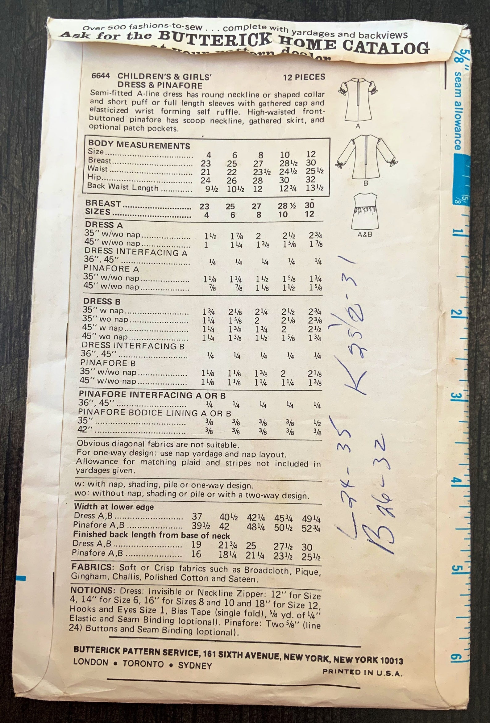 Vintage Butterick 6644 Sewing Pattern UNCUT Girls Dress - Etsy