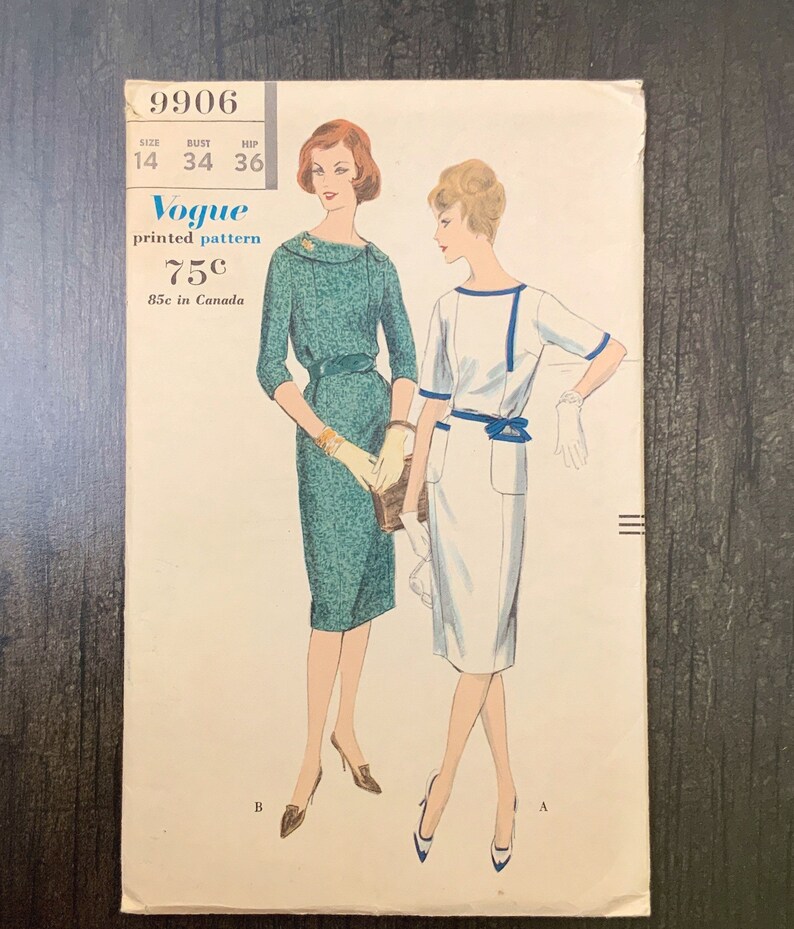 Vintage 1950s Vogue Sewing Pattern 9996 One Piece Dress | Etsy