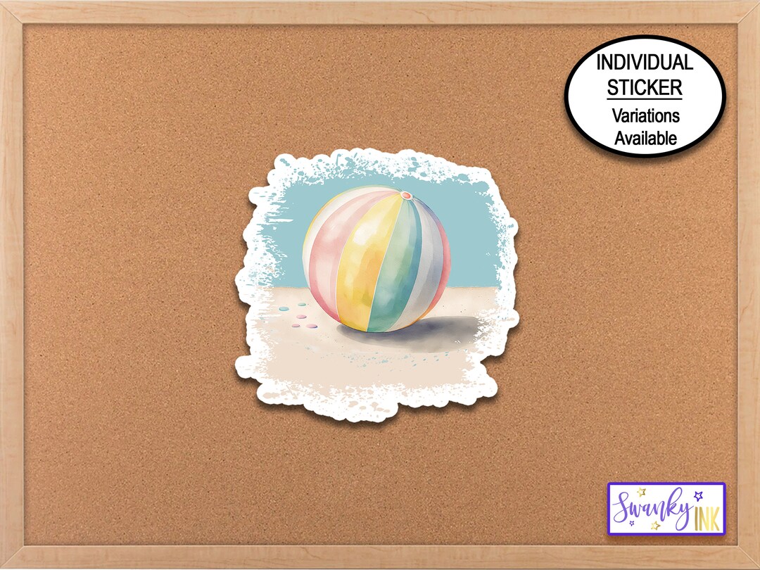 Retro Beach Ball Sticker, Cute Journaling Stickers, Water Bottle ...