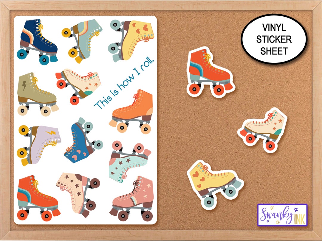 Roller Skate Sticker Sheet, This is How I Roll Journal Stickers, Roller ...