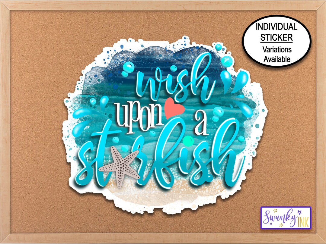 Wish Upon A Starfish Sticker, Beach Stickers, Water Bottle Sticker ...