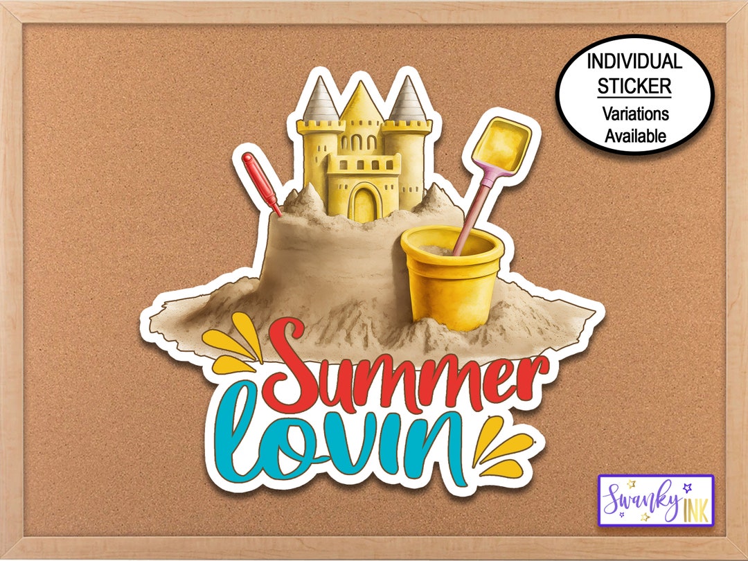 Summer Lovin Sand Castle Sticker, Water Bottle Sticker, Journal ...