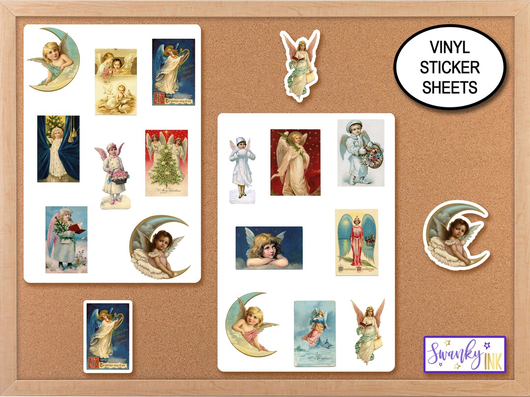 Christmas Angel Sticker Sheet, Victorian Stamps, Journal Stickers ...