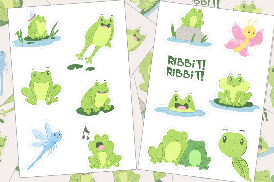 Frog Sticker Sheet, Froggy Sticker, Nature Sticker, Cute Frog Decal ...