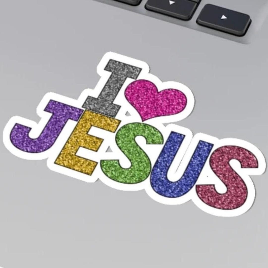 I Love Jesus Sticker, Christian Faith Gift, Faux Glitter, Journal ...