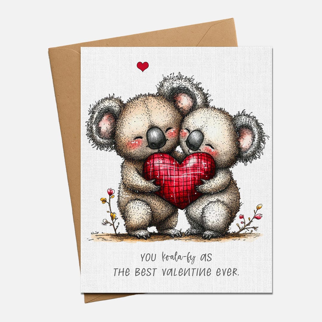 Koala Valentine Card, Cute Pun Love Card, You Koala-fy as the Best ...