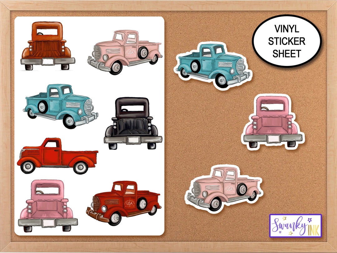 Old Truck Sticker Sheet, Junk Journal Stickers, Phone Stickers, Planner ...