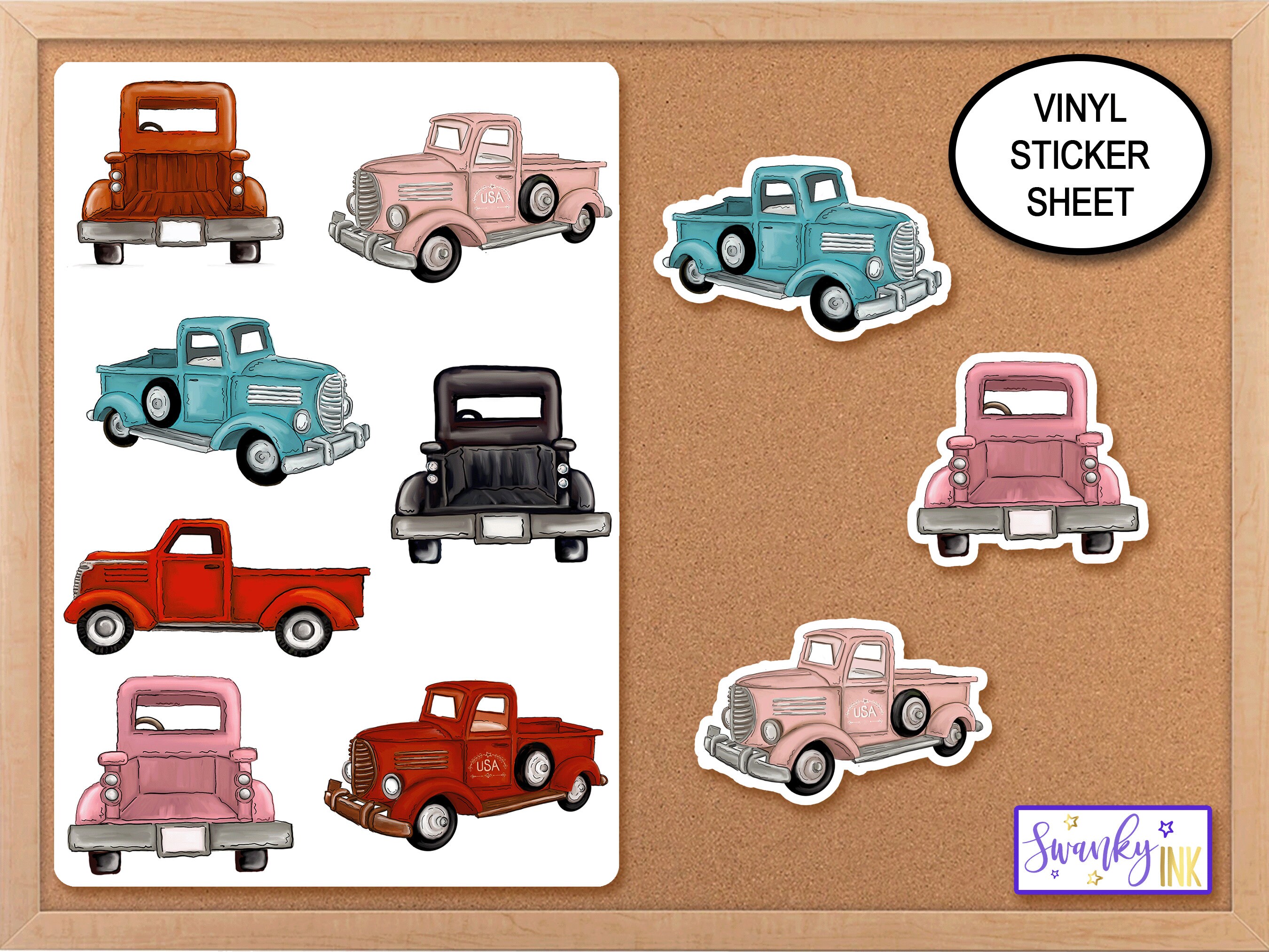 Old Truck Sticker Sheet, Junk Journal Stickers, Phone Stickers, Planner ...