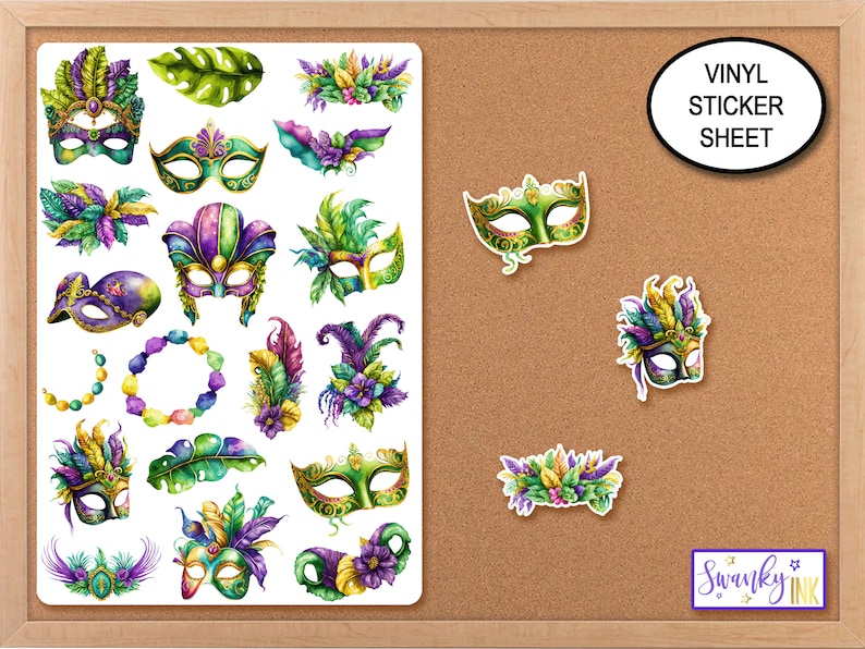 Mardi Gras Mask Sticker Sheet Mardi Gras Party Favor - Etsy