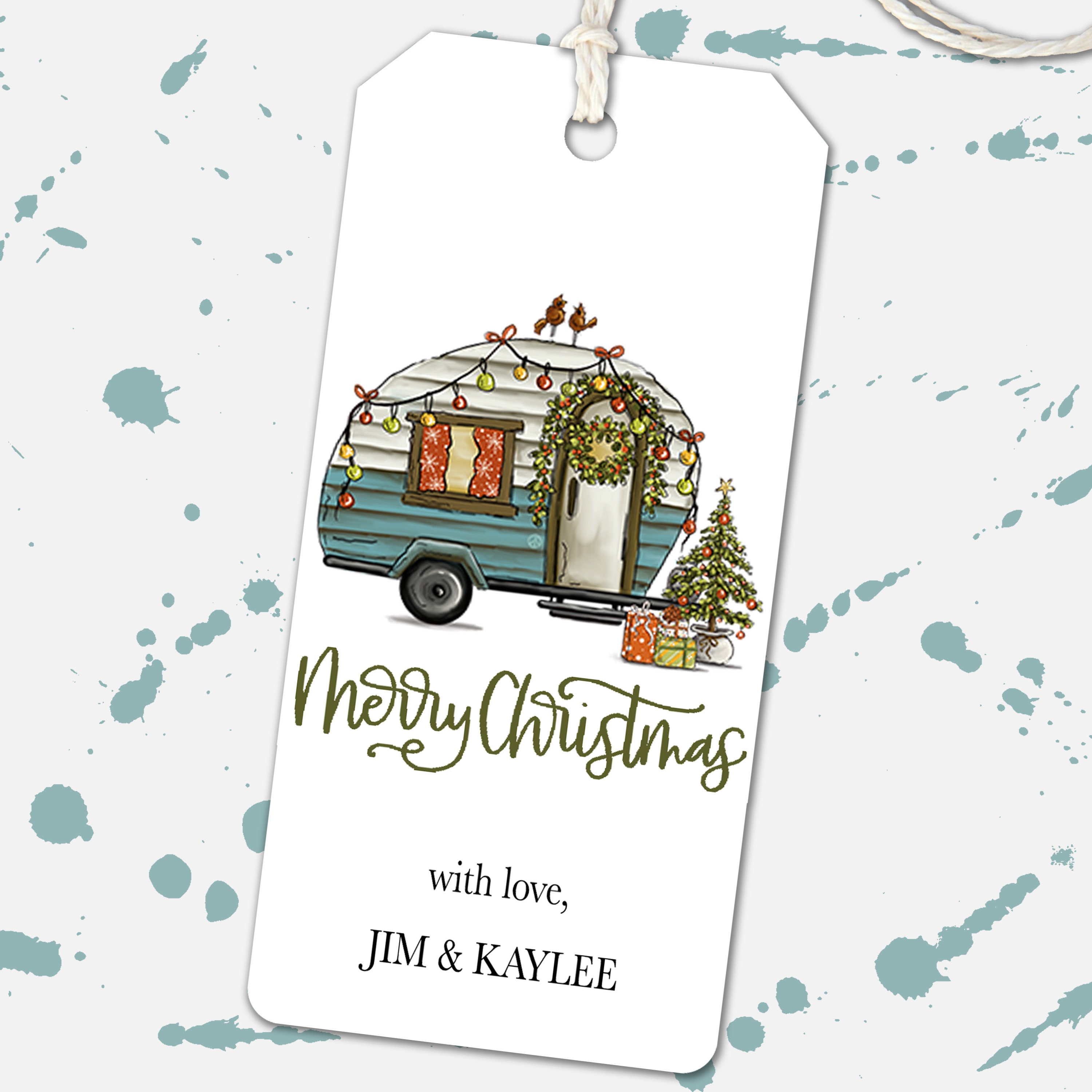 Personalized Gift Tags, Camper Merry Christmas Stickers, Christmas ...