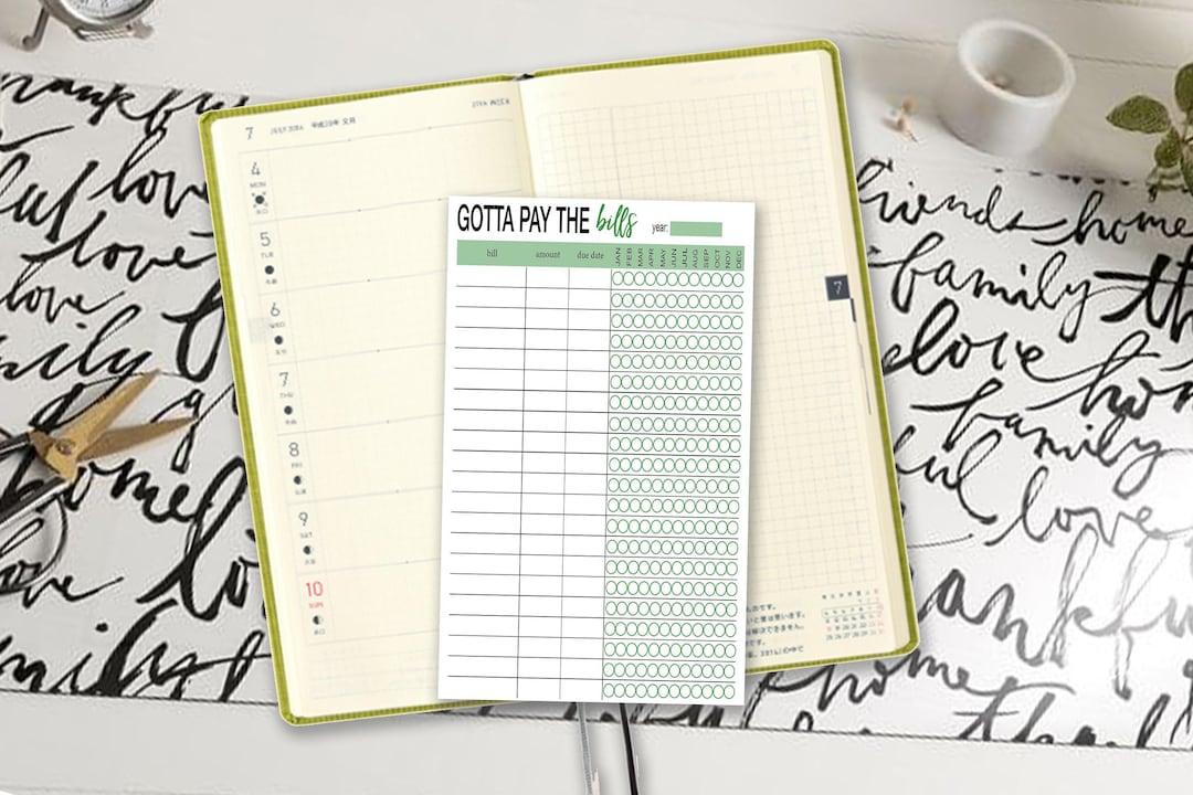 Yearly Bills Tracker Sticker – Fits Hobonichi Weeks & A6 Planners ...