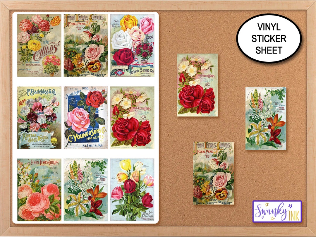 Vintage Seed Packets Flower Sticker Sheet, Journal Stickers, Botanical ...