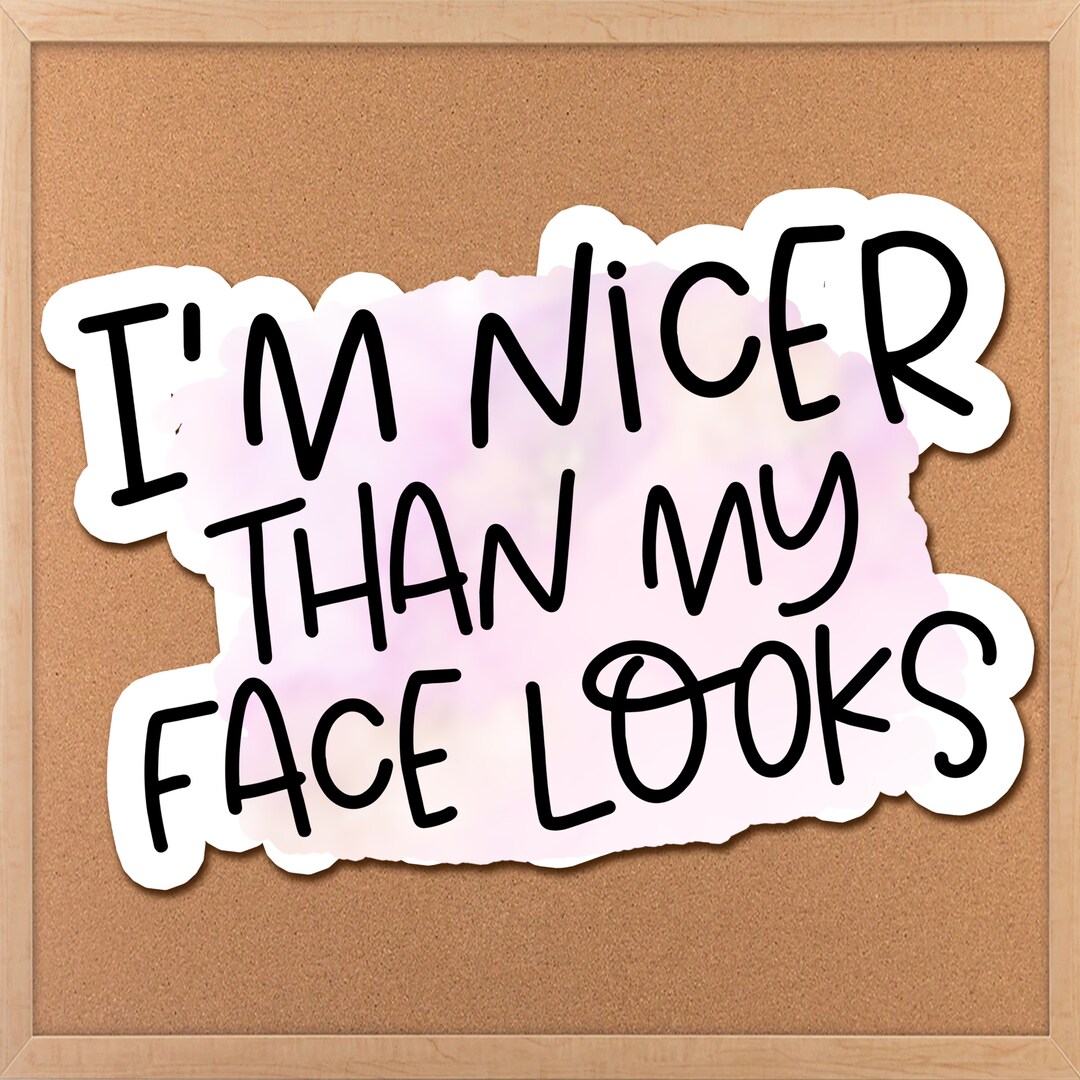 I’m Nicer Than My Face Looks RBF Sticker, Funny Best Friend Gift, Adult ...