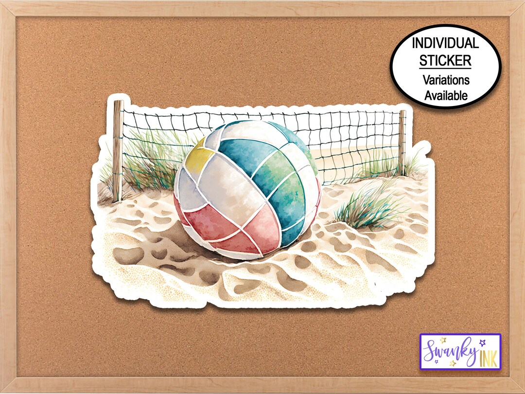 Watercolor Beach Volleyball Stickers, Volleyball Team Player ...