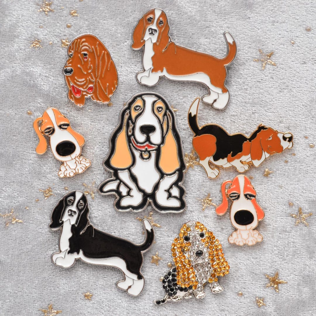 Basset Hound Pins - Dog Breed Brooch Puppy Jewelry - Gifts for Dog ...