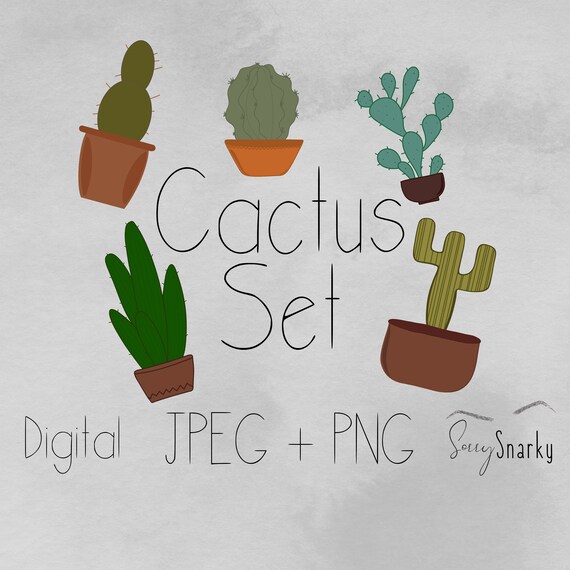 Cactus Set Graphics PNG - Etsy