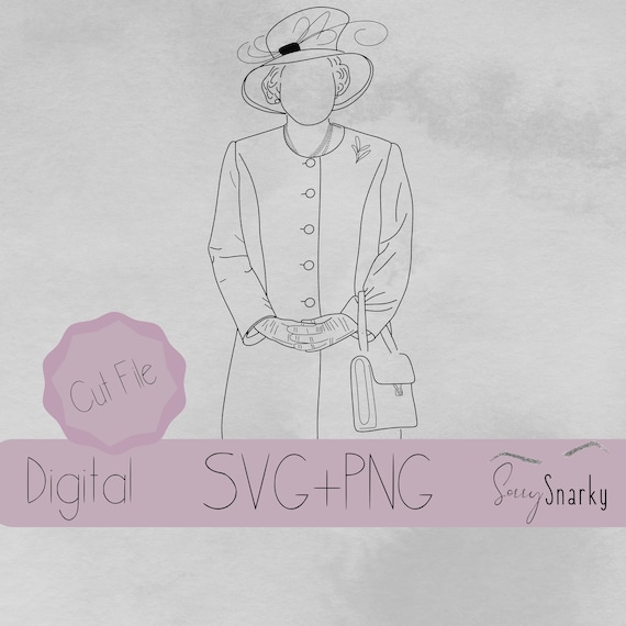 Queen Elizabeth Outline Drawing Png Svg Cut File - Etsy