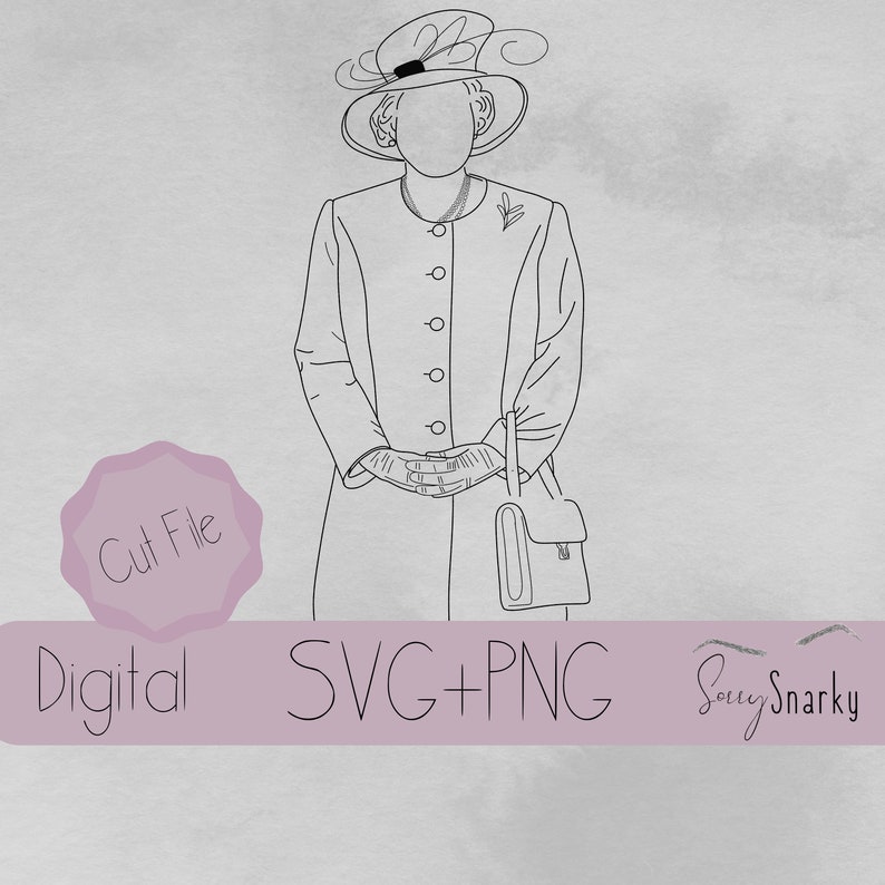 Queen Elizabeth Outline Drawing Png Svg Cut File - Etsy