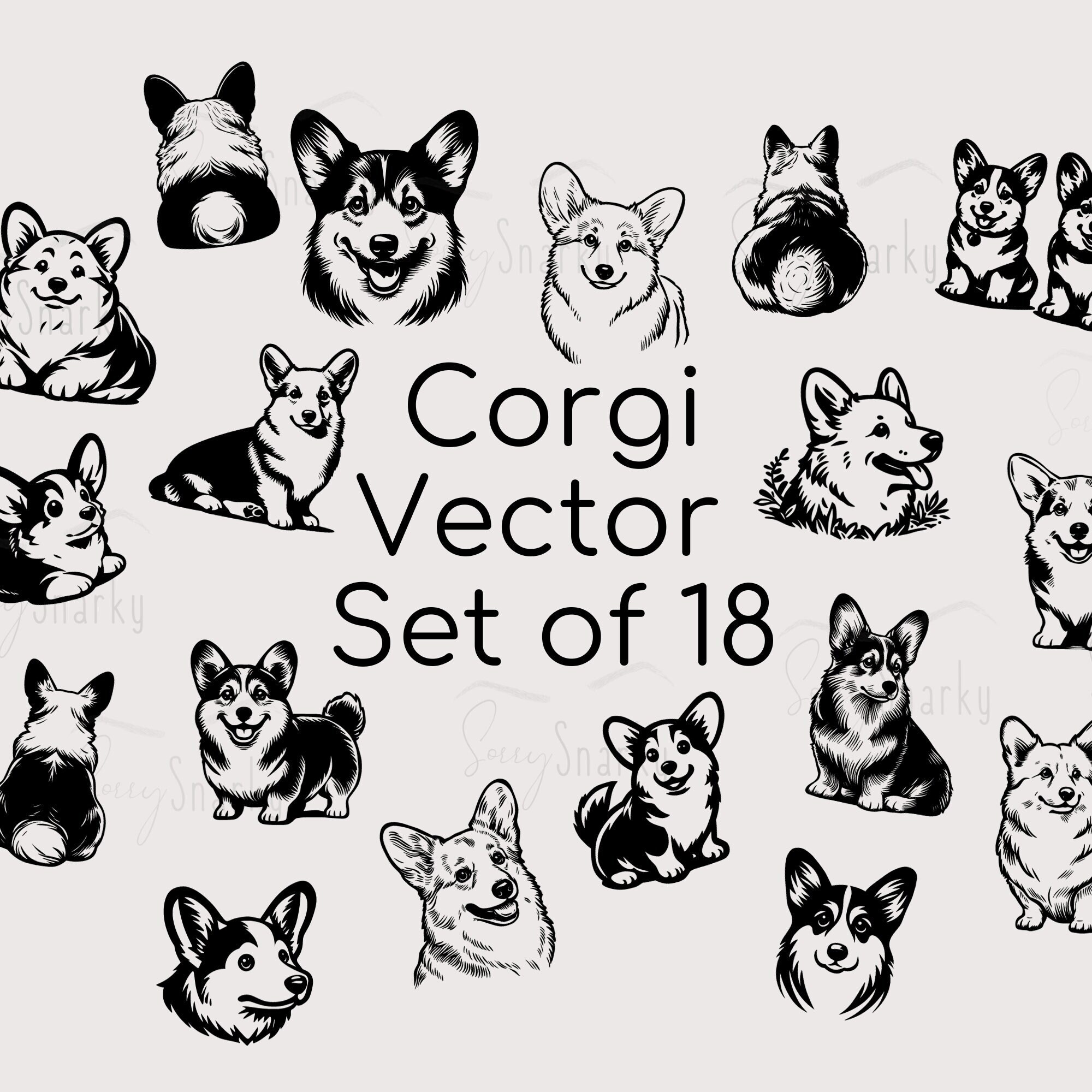 Corgi Graphics Set SVG PNG Digital Download Dog Puppy Cricut Friendly ...