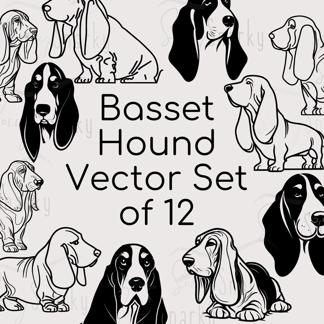 Basset Hound Graphics Set - SVG PNG - Digital Download - Dog Puppy ...