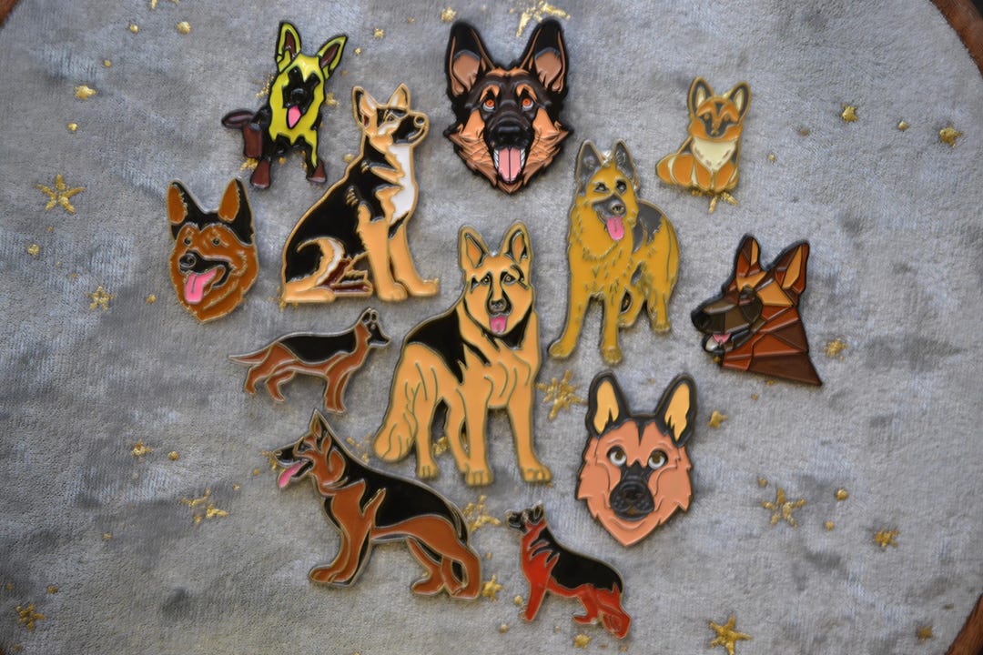 German Shepherd Enamel Brooch Pin - Puppy Dog Metal Jewelry GSD - Etsy