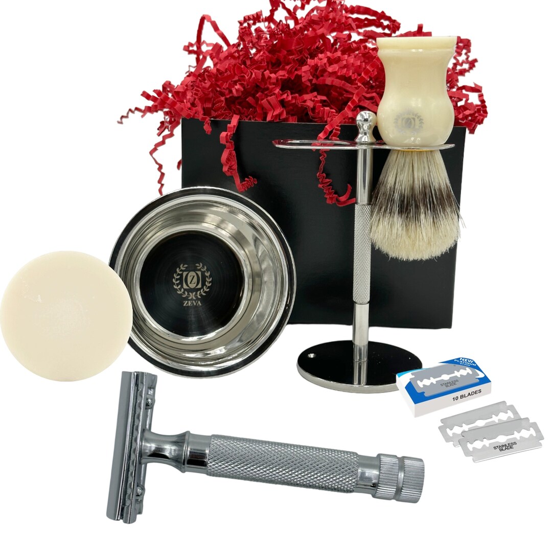 Shaving Kit for Men Wet Shave - Safety Razor With 10 Blade, Badger ...