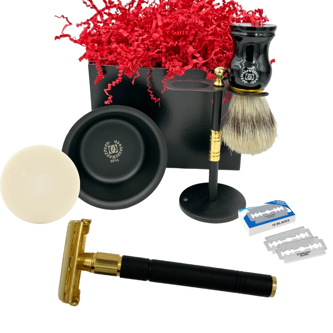 Deluxe Safety Razor Shaving Kit | Vintage Wet Shave Grooming Set for ...