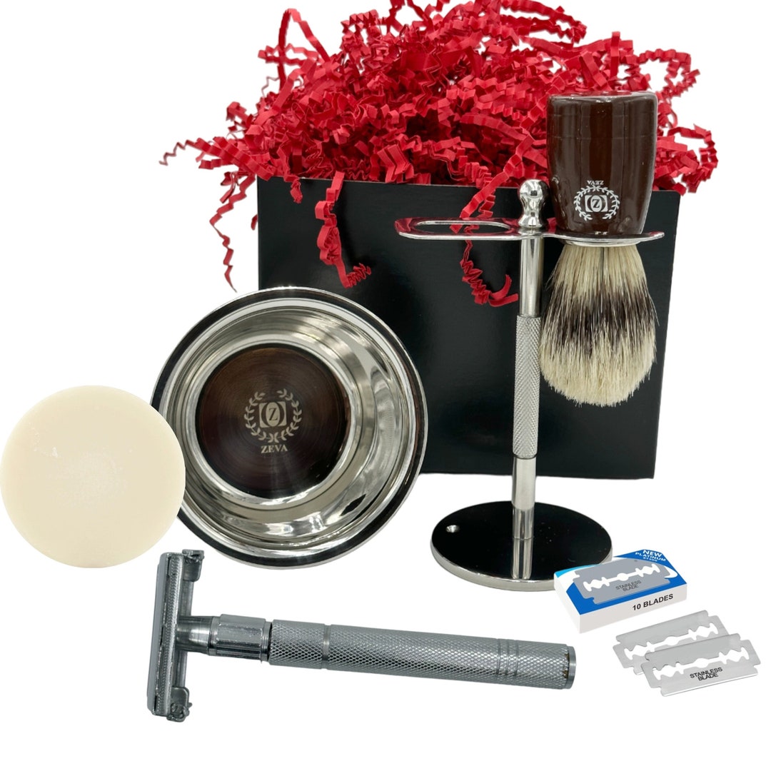 Vintage Safety Razor Set, Traditional Shaving Kit, Men's Grooming Gift ...